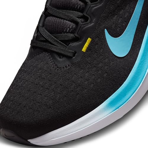 NIKE Womens W Air Winflo 10 Running Shoe, BLACK/BALTIC BLUE-SPEED YELLOW-WHITE, 8 UK