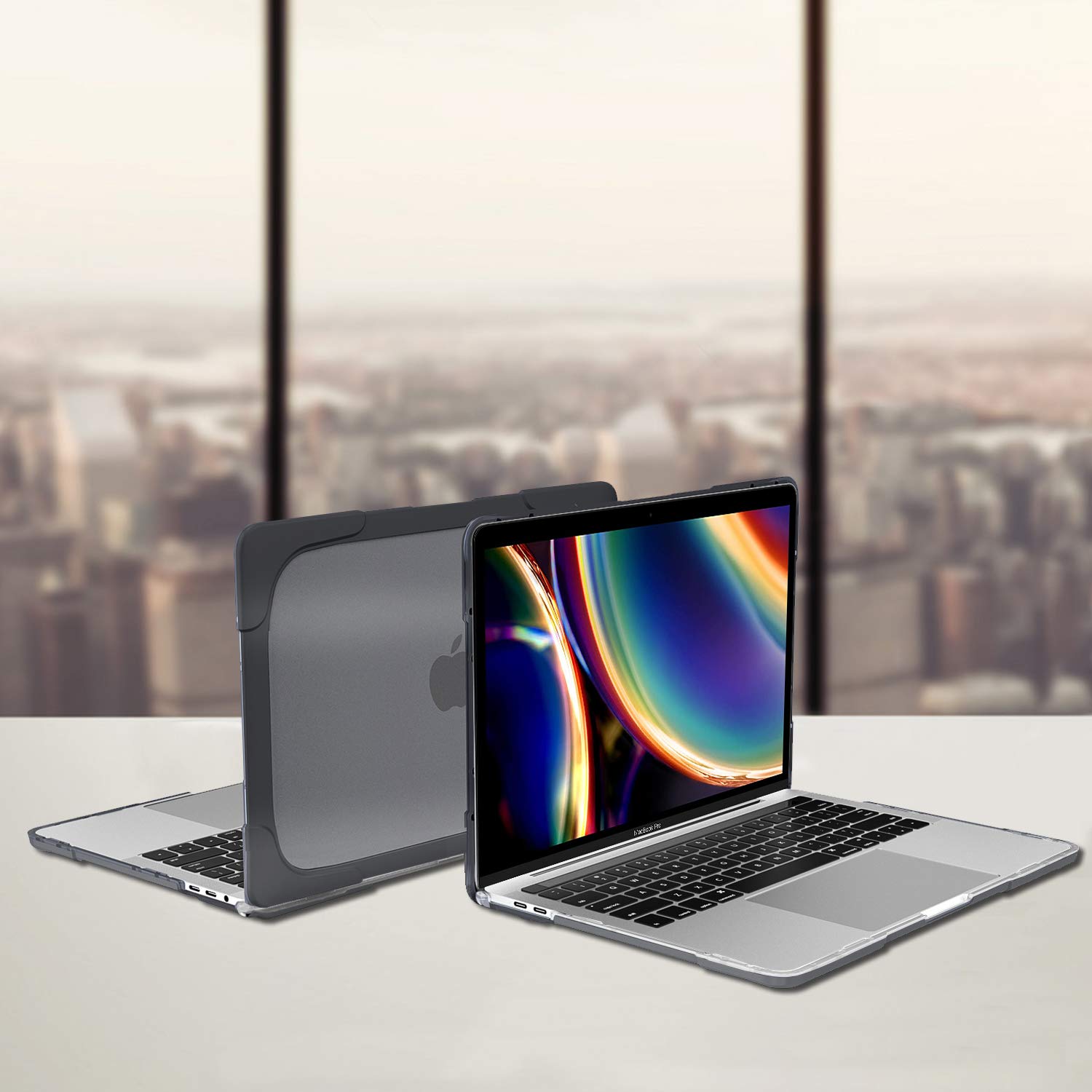 ProCase for MacBook Pro 13 Inch 2023 M2, 2022 2020 M1 A2338/ A2289/ A2251, Heavy Duty Hard Shell Case with Dual Layer Protective Cover and Kickstand for MacBook Pro 13-inch -Black