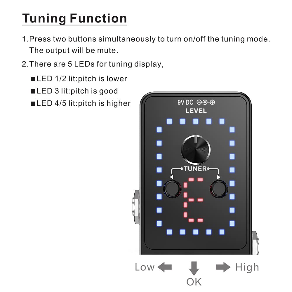 WYFDP Loop Guitar Pedal 9 Loops Total 40 Minutes Recording Time Unlimited Overdubs Tuner Function Guitar Accessories