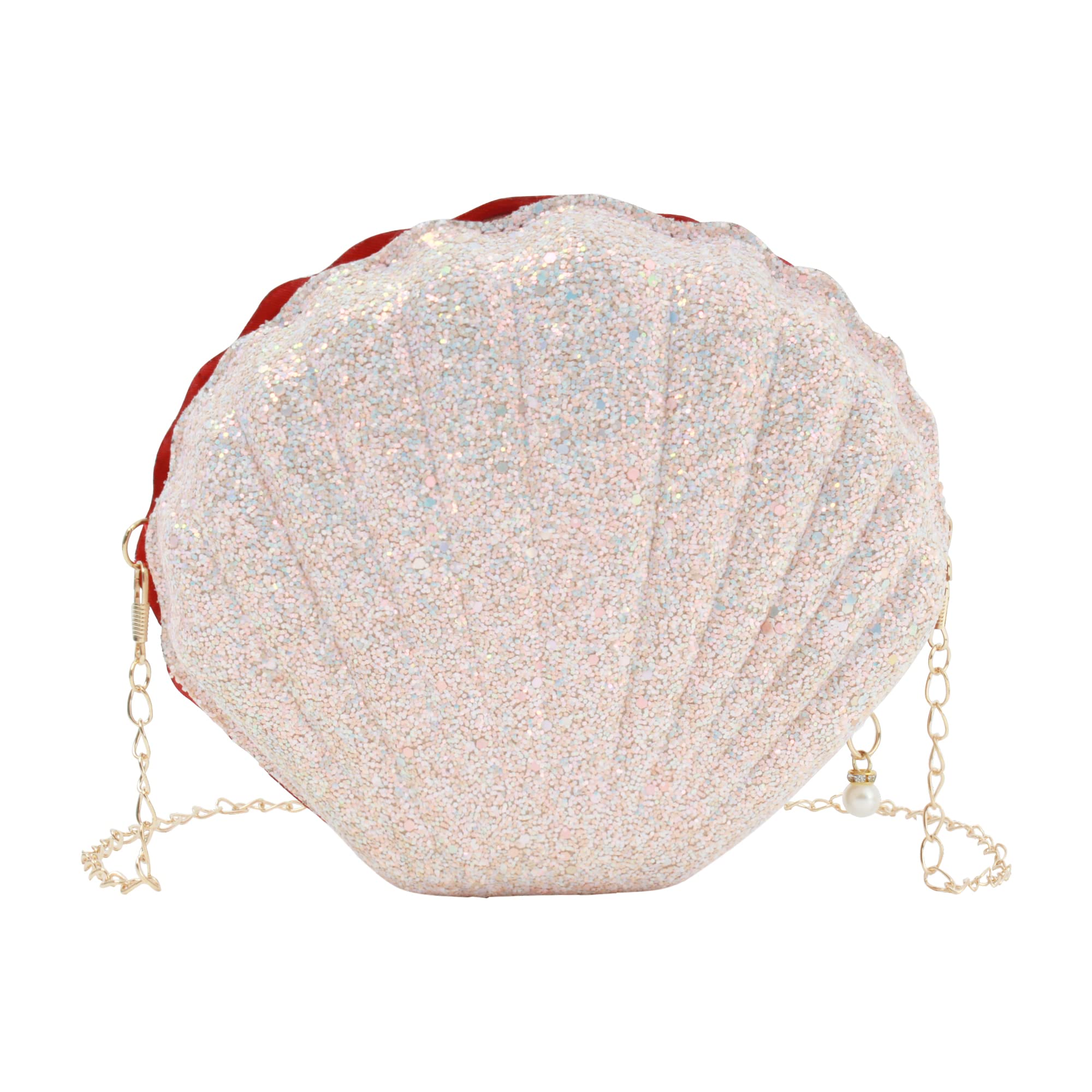 Women Mini Glitter Sequins Seashell Cross-body Bag Chain Strap Shoulder Bag Evening Clutch Handbag