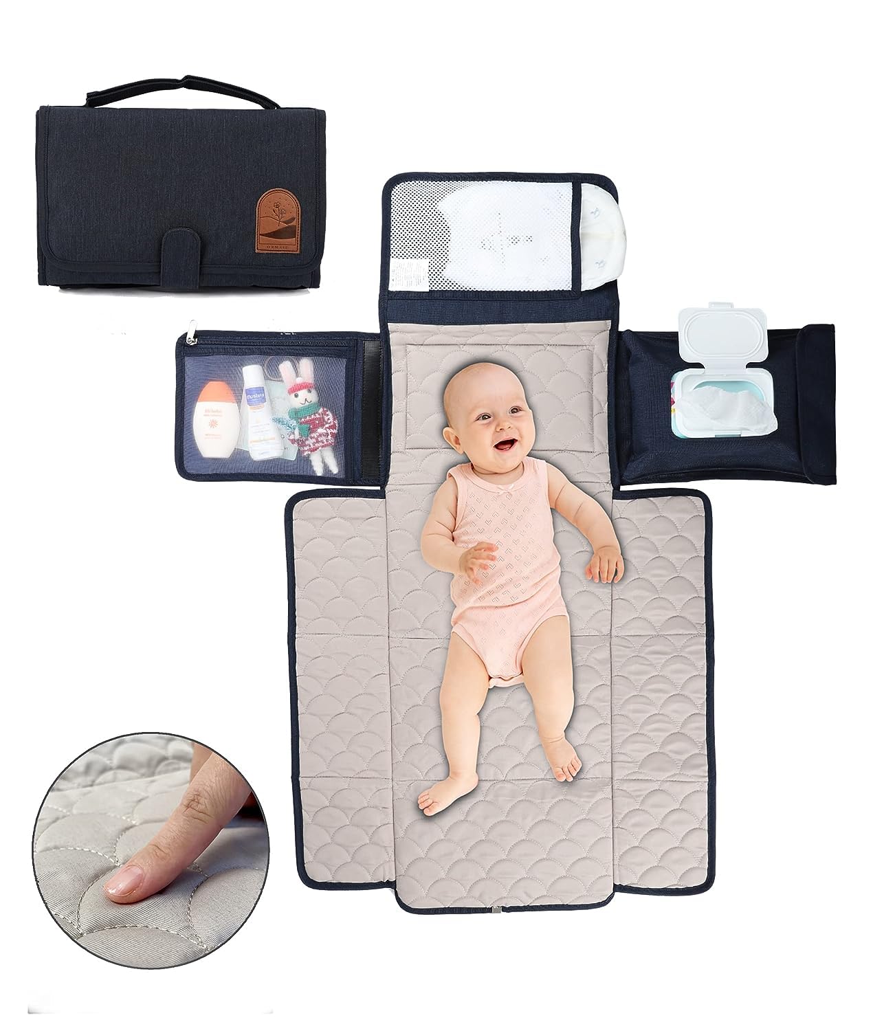 SAWNZC Portable Diaper Bag, Detachable Diaper Changing Pad for Baby Boys Girls