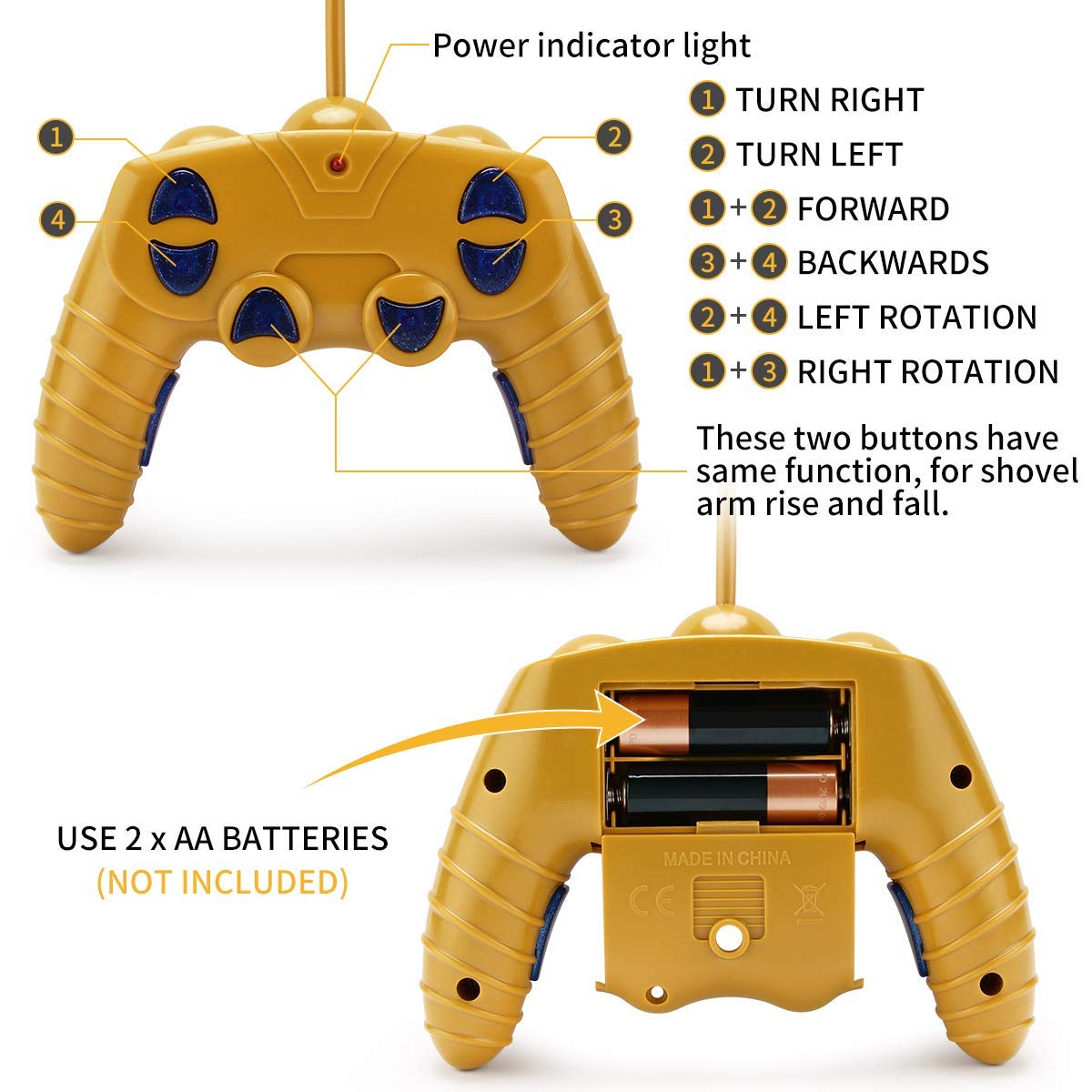 Remote Control Construction Toy - RC Bulldozer 1/24 Front Loader RC Tractor, Vehicles with 2 Rechargeable Batteries, Pretend Construction Playset, Toys for 3, 4, 5, 6 Years Old Boys Girls Kids Gift
