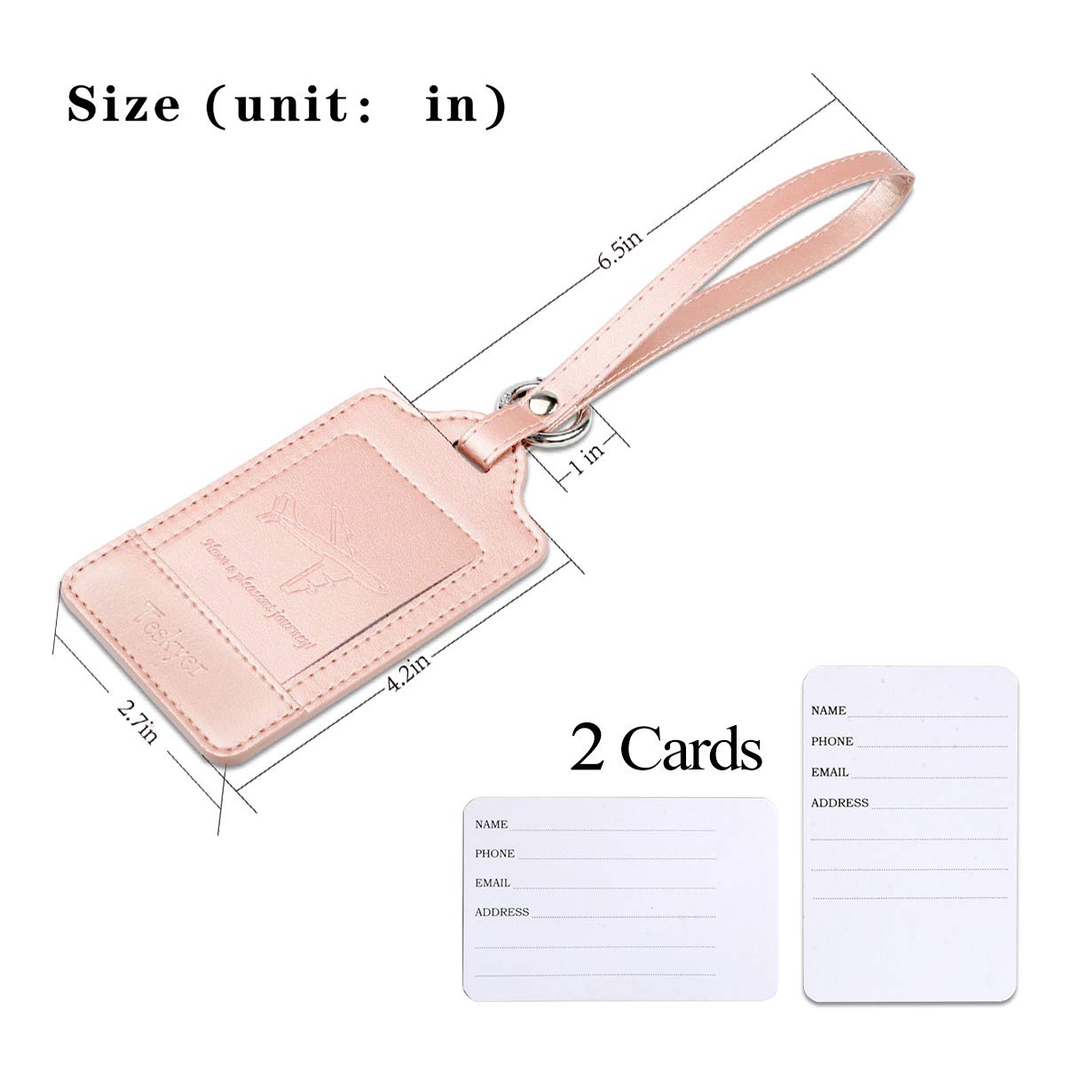 Teskyer Luggage Tags, 3 Pack Premium PU Leather Luggage Tags Privacy Protection Travel Bag Labels Suitcase Tags