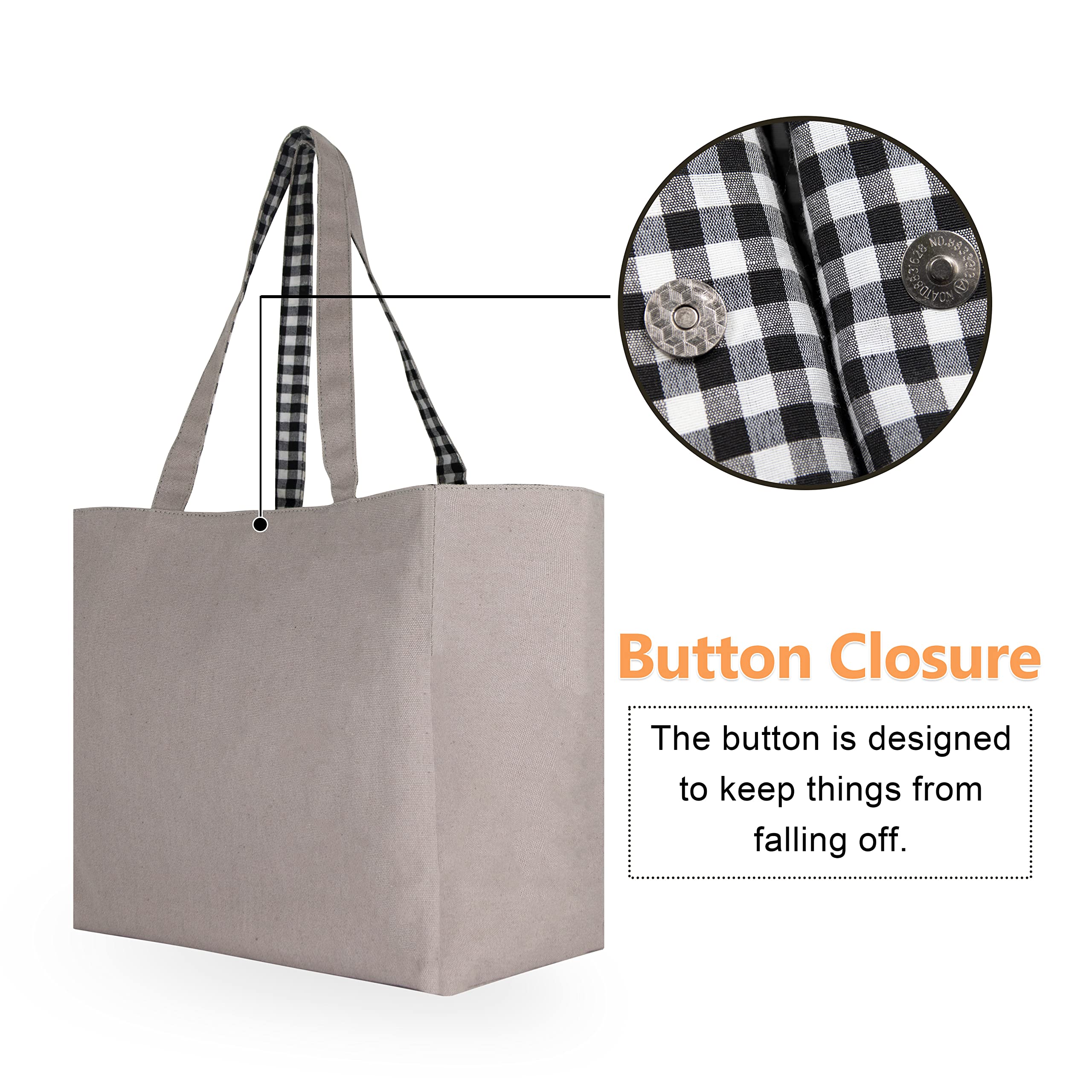 TANJUR Women's Canvas Shoulder Hand Bag Tote Bag Canvas Tote Shoulder Bag Vogue Shopping Casual Bag (Grey)