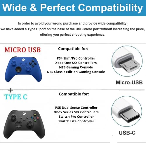 YANZHI PS5/PS4 Controller Charger Charging Cable 2 Pack 4FT for Playstaion 4/5, PS4 Slim/Pro, Xbox/Xbox one/Xbox Series X/Xbox Series S