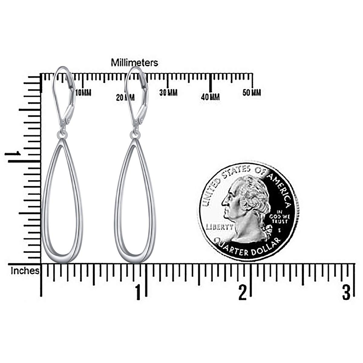 S925 Sterling Silver Hollow Teardrop Vertical Bar Drop Dangle Earrings Gift for Women Teenage