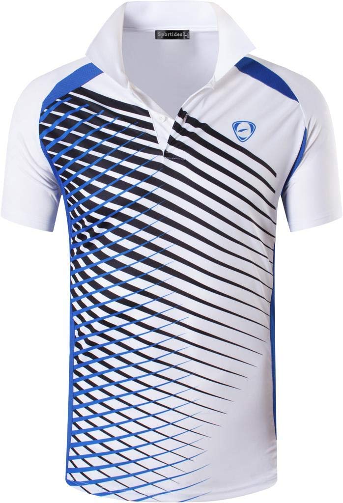 Sportides Men's Short Sleeve Wicking Breathable Sport Polo T-Shirts Tee Shirt Tops LSL243 White XL