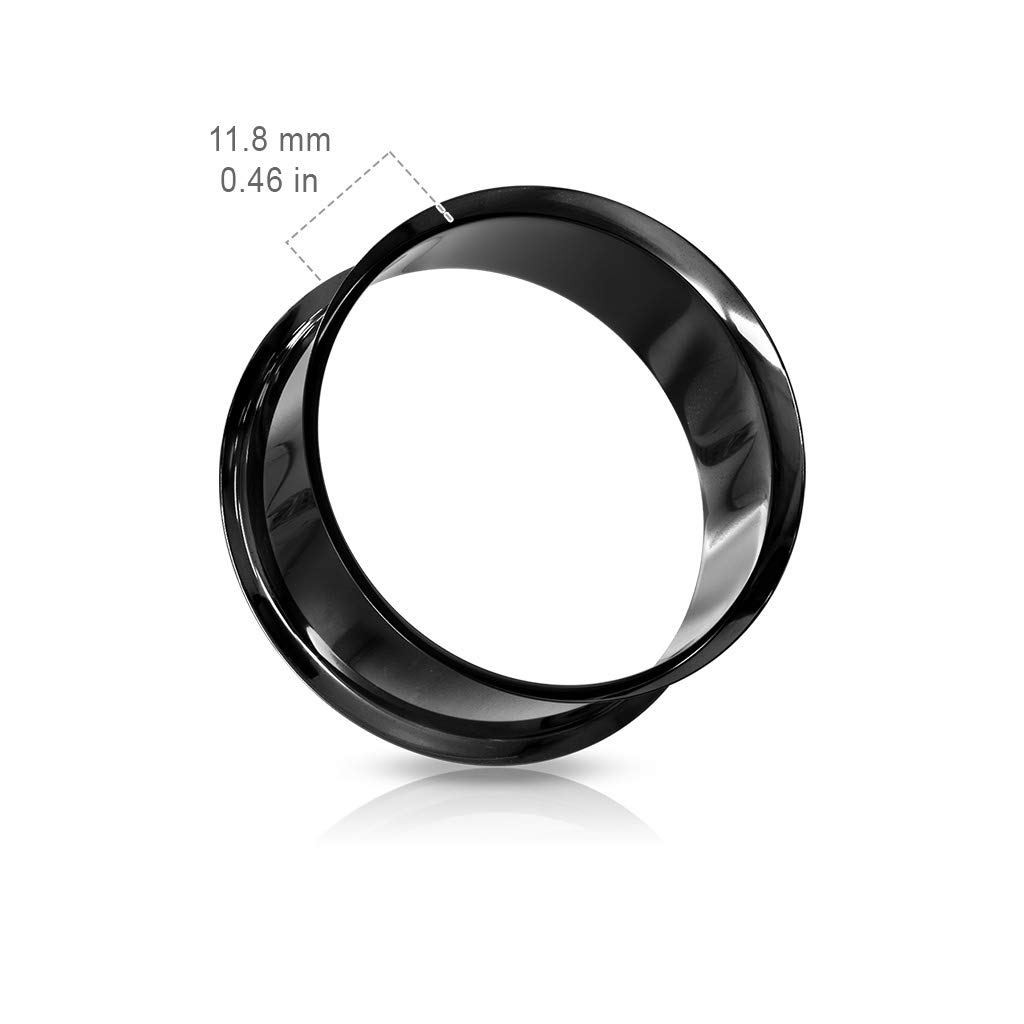 Pierced Owl Black Double Flared Tunnel Plugs in 316L Surgical Steel with Titanium IP, Sold as a Pair (25mm (1"))