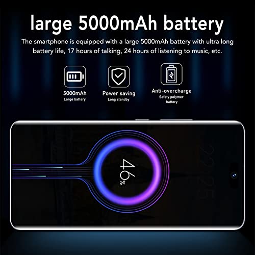 Yunseity 3G Smartphone, Mate50 RS 6.6in Face Unlock Mobile Phone, 4GB RAM 64GB ROM Quad Core, 24MP 32MP Dual Camera, 5000mAh Battery, 2.4G 5G Dual Band WiFi Dual Sim Cell Phone for Android (Black)