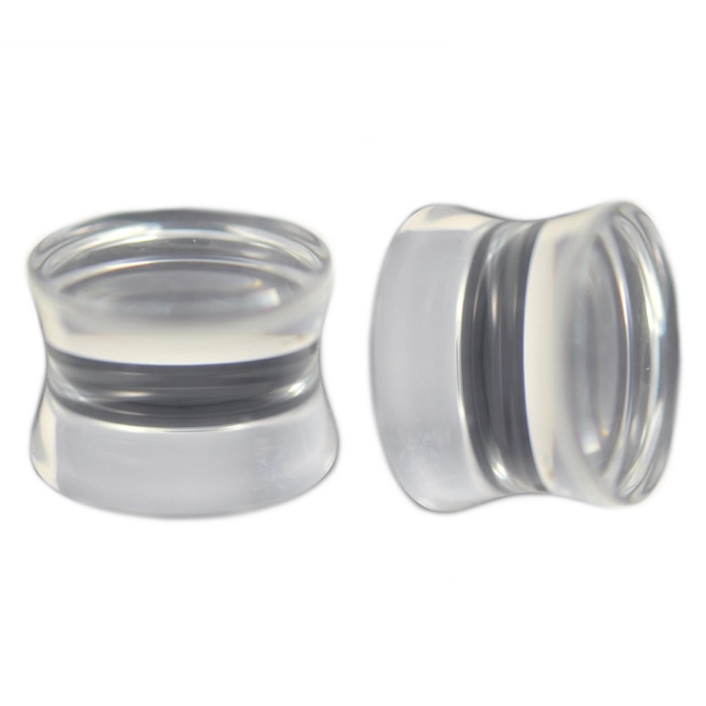 Pair of Clear Solid Acrylic See Through Ear Plugs Double Flared Gauges (2 Gauge (6mm))