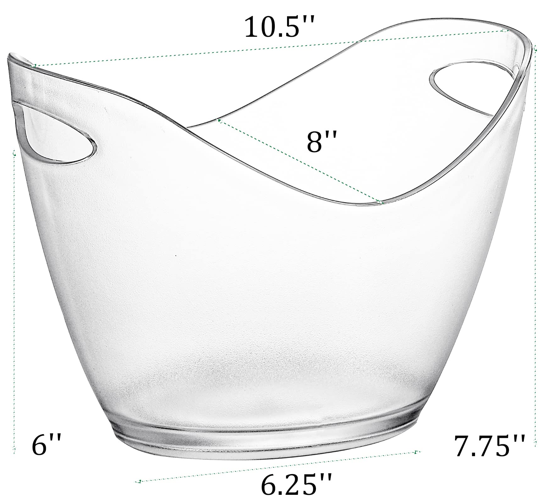 Yesland Ice Bucket Frosted Plastic 3.5 Liter Storage Tub - Perfect for Wine, Champagne or Beer Bottles