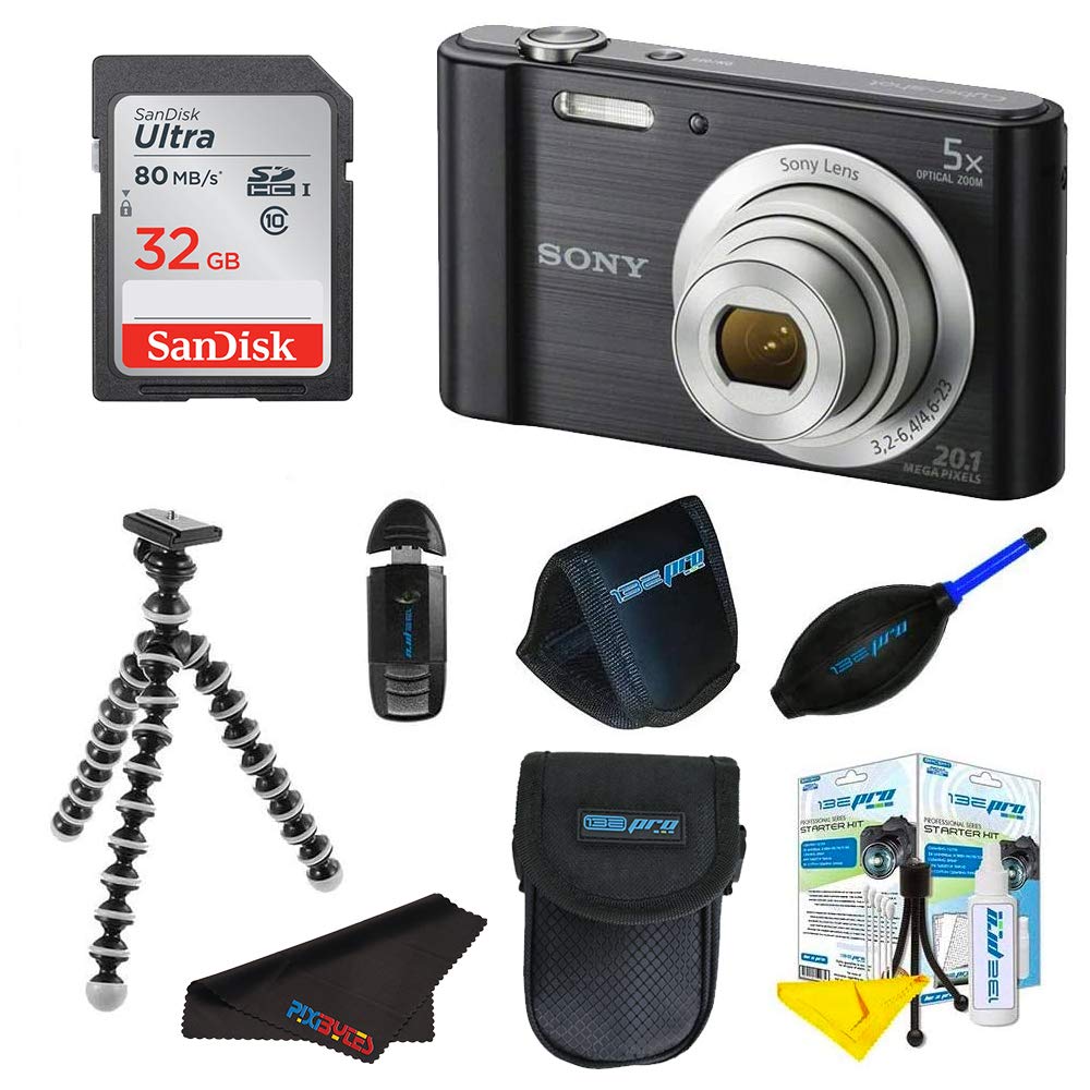 Sony Cyber-Shot DSC-W800 Digital Camera (Black) + 32GB Pixi-Basic I3ePro Accessory Bundle