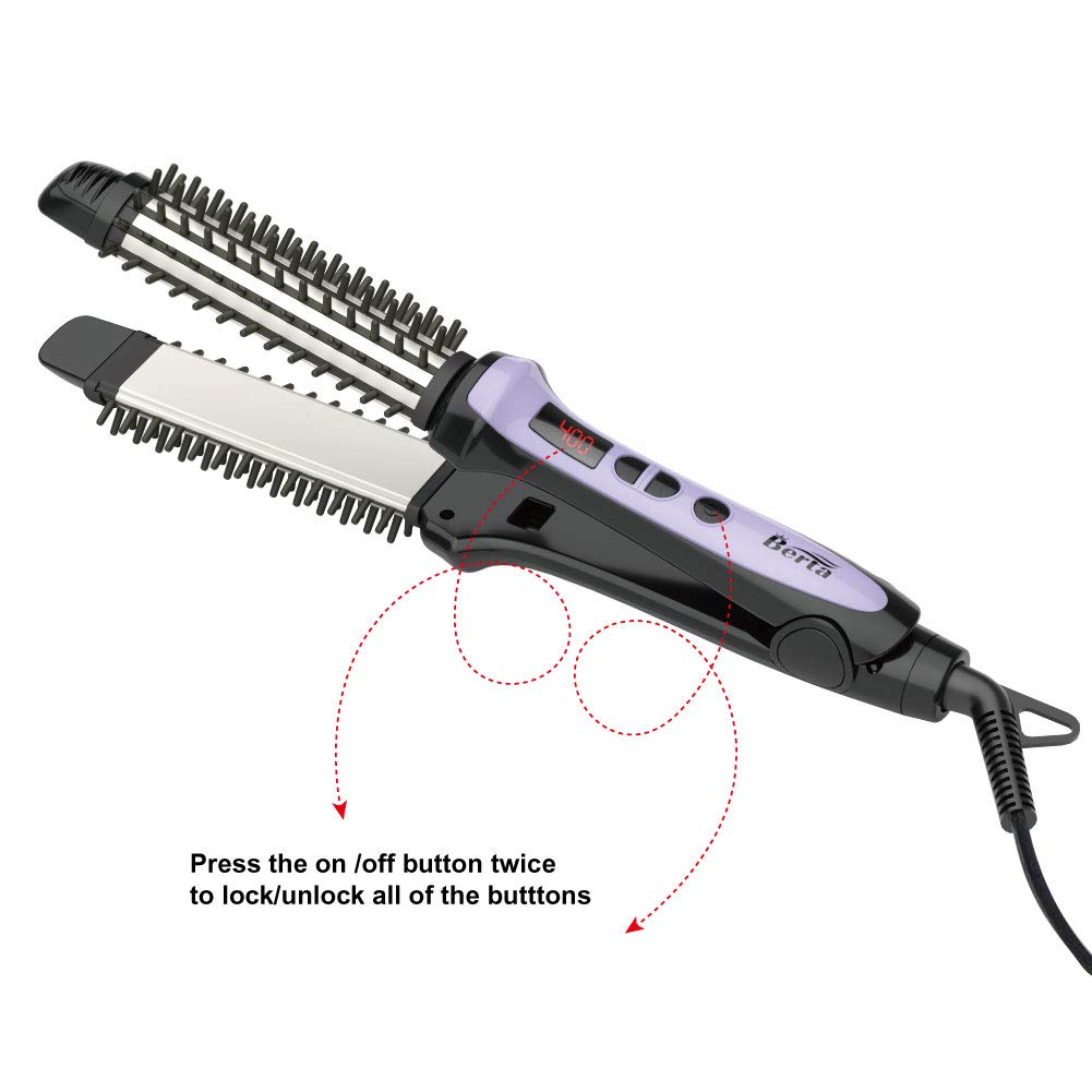 Professional Hair Curler, Straightener and Brush 3 in 1 Hair Styling Tool,Auto Shut Off,Digital LED Display,Key Lock,Smart Dual Voltage