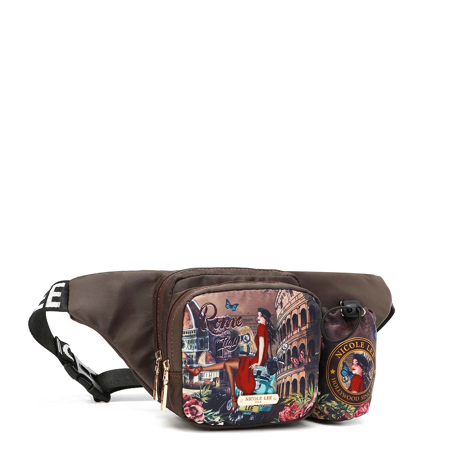 Nicole Lee Fanny Pack with Bottle Holder (MEMORY OF ROME)
