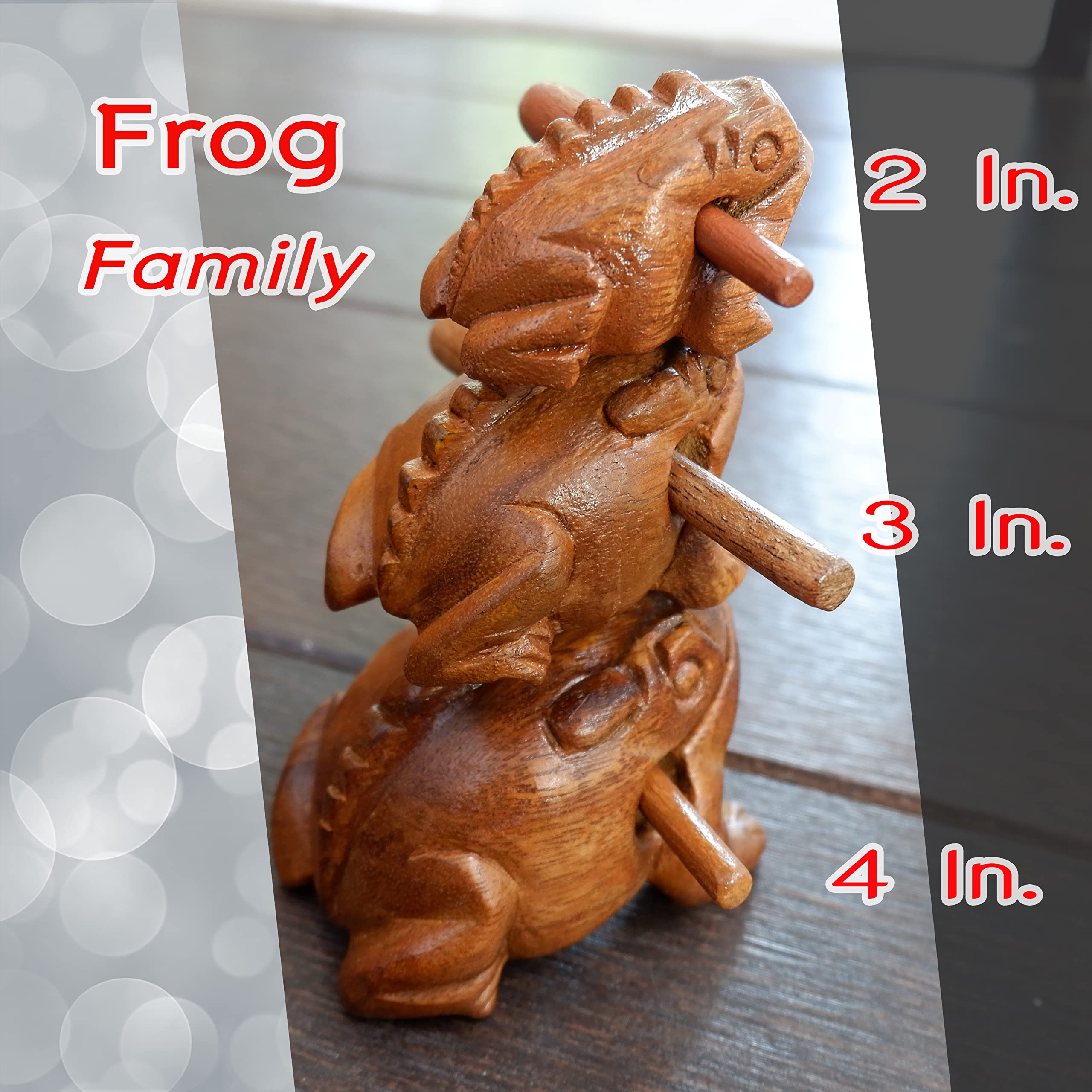 YARIN Wooden Frog Rasp Musical Instruments Wood Handcraft Instrument Tone Block Guiro Frog Sound Maker (1 Frog= 4")