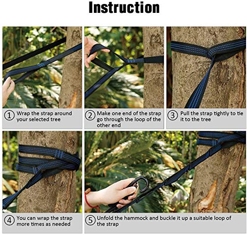 Single & Double Camping Hammock with Net Mosquito/Bug | Included Tree Straps and Carabiners, Parachute Nylon | Easy Assembly, Lightweight, Portable | Indoor Outdoor Backpacking - Full Size, Sky Green