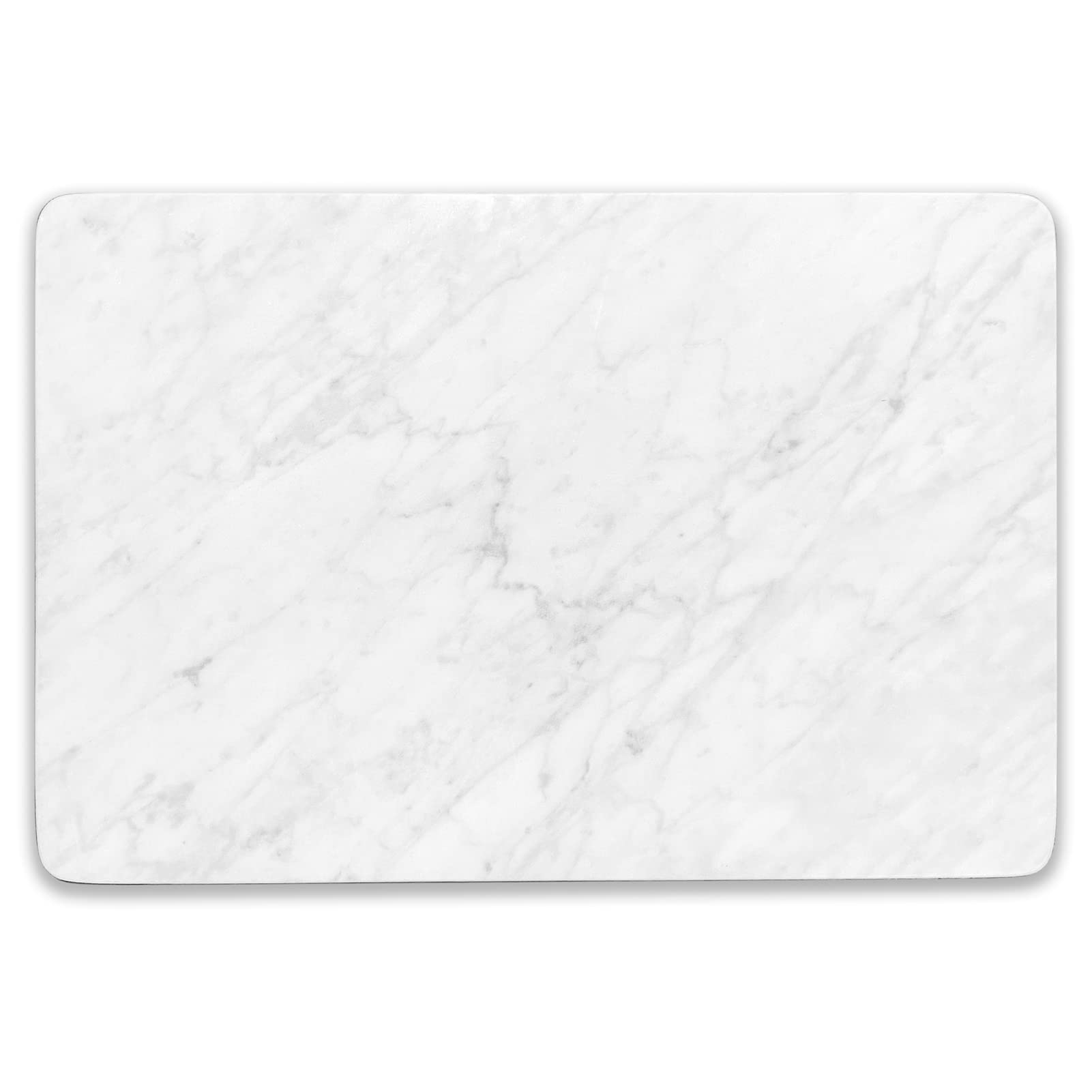 Yew & Tulip Carrara White 16β x 10β Marble Board with Non-Slip Rubber Feet - Dough Pastry and Cutting Board