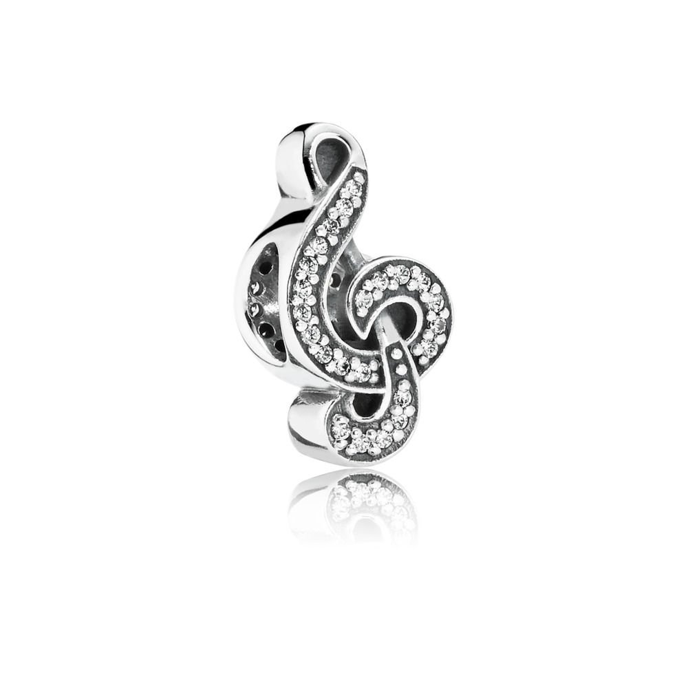 Pandora Jewelry Treble Clef Music Cubic Zirconia Charm in Sterling Silver