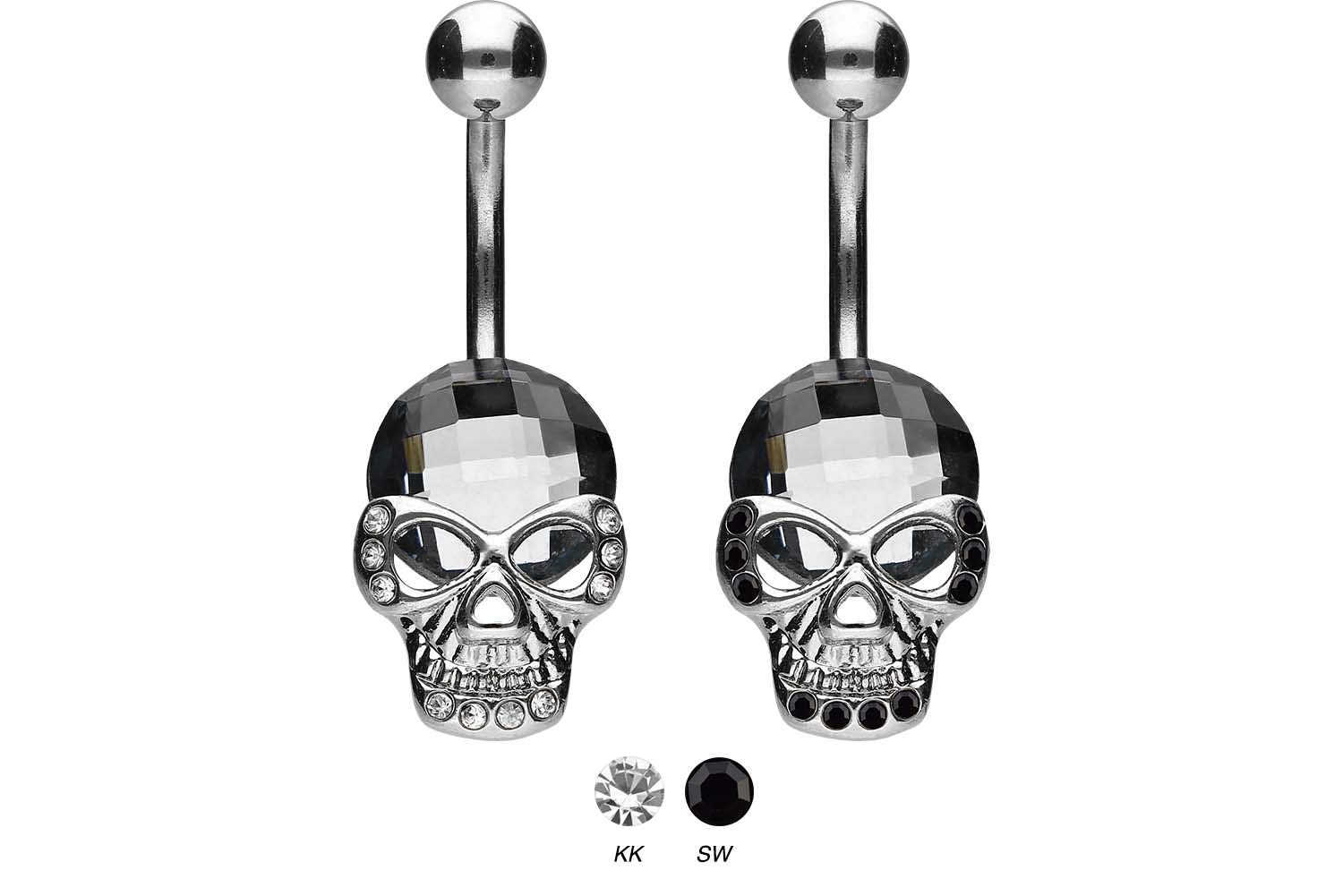 PIERCINGLINE 316L Surgical steel belly button ring with brass design SKULL 14G Navel Ring Belly Piercing
