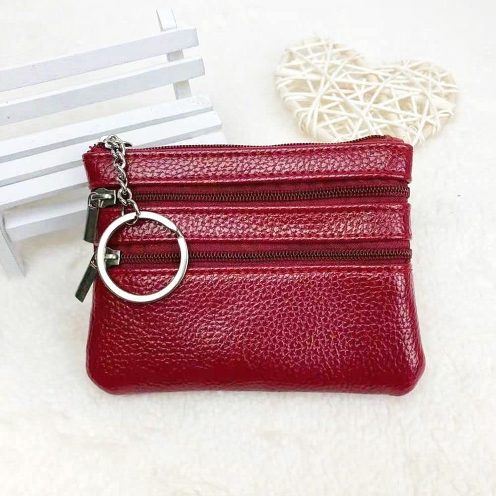 Women Small Wallet Change Purses, Multilayer Card Holder Small Purse Wallets Children's Pocket Wallets Key Holder(red)