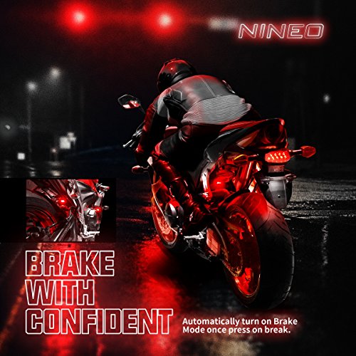 NINEO 8Pcs Motorcycle LED Light Kit with Brake Light, Motorcycle Underglow Lights with Remote Control Fit for Most Motorcycles Carts Trikes Cruiser Scooter ATV UTV - Pack of 8