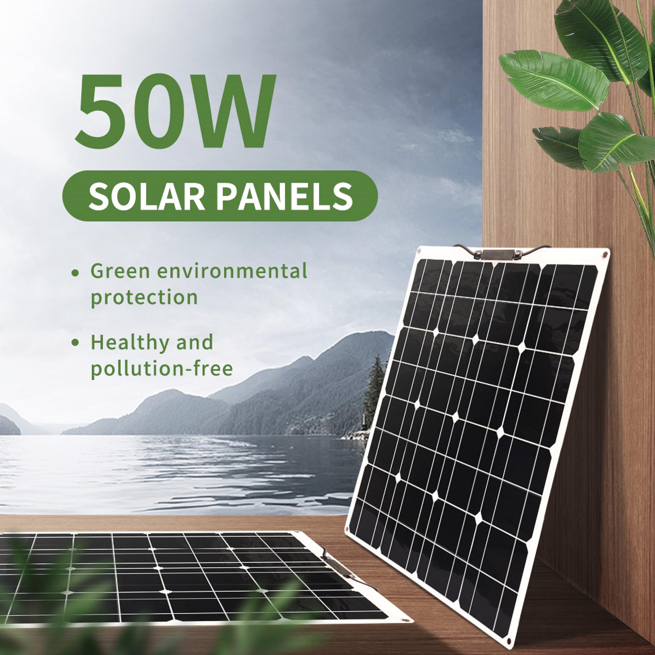 Socentralar 50W Flexible solar panels 16V Monocrystalline solar panelsSuitable for touring caravans, roofs, boats