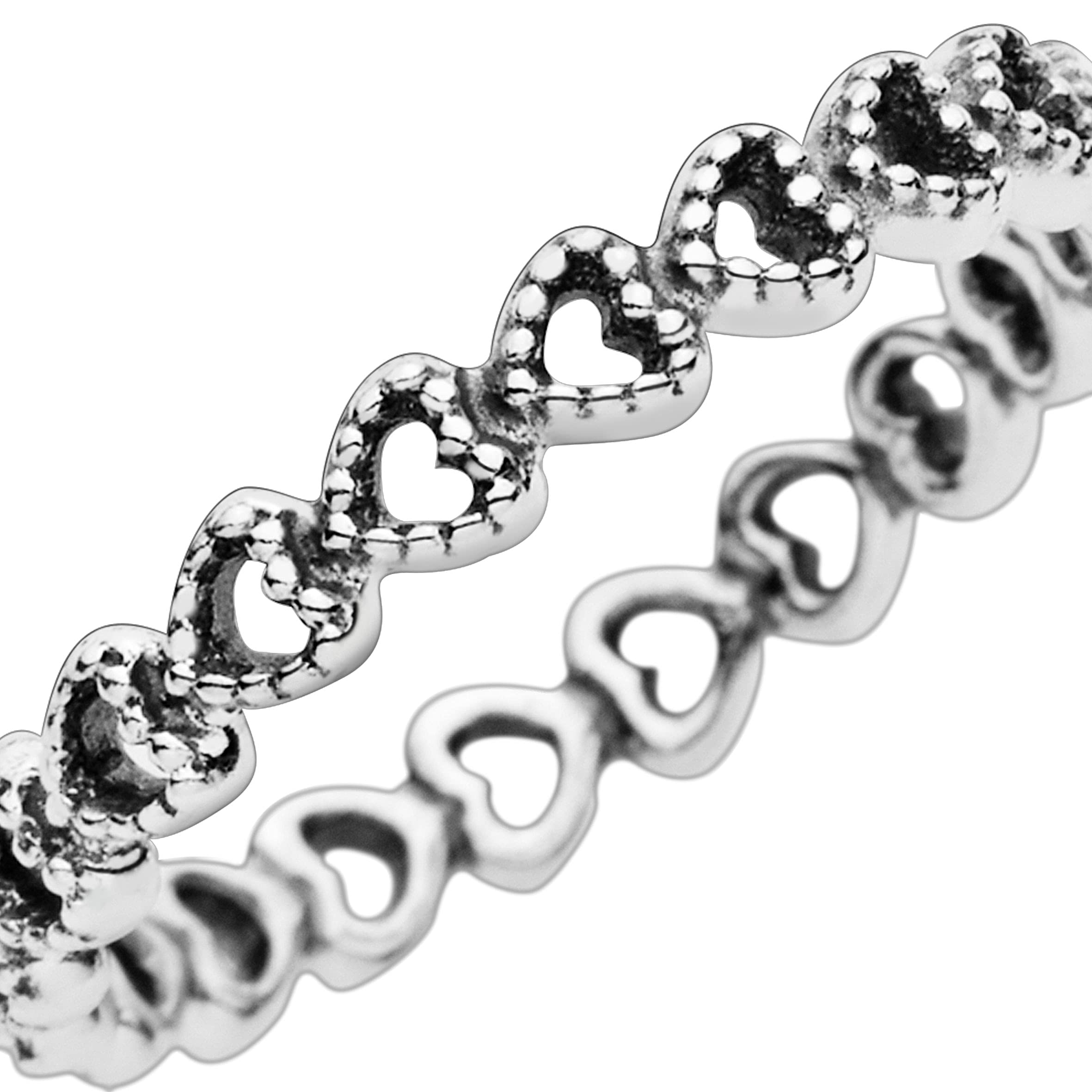 Pandora Jewelry Band of Hearts Sterling Silver Ring, Size 4.5