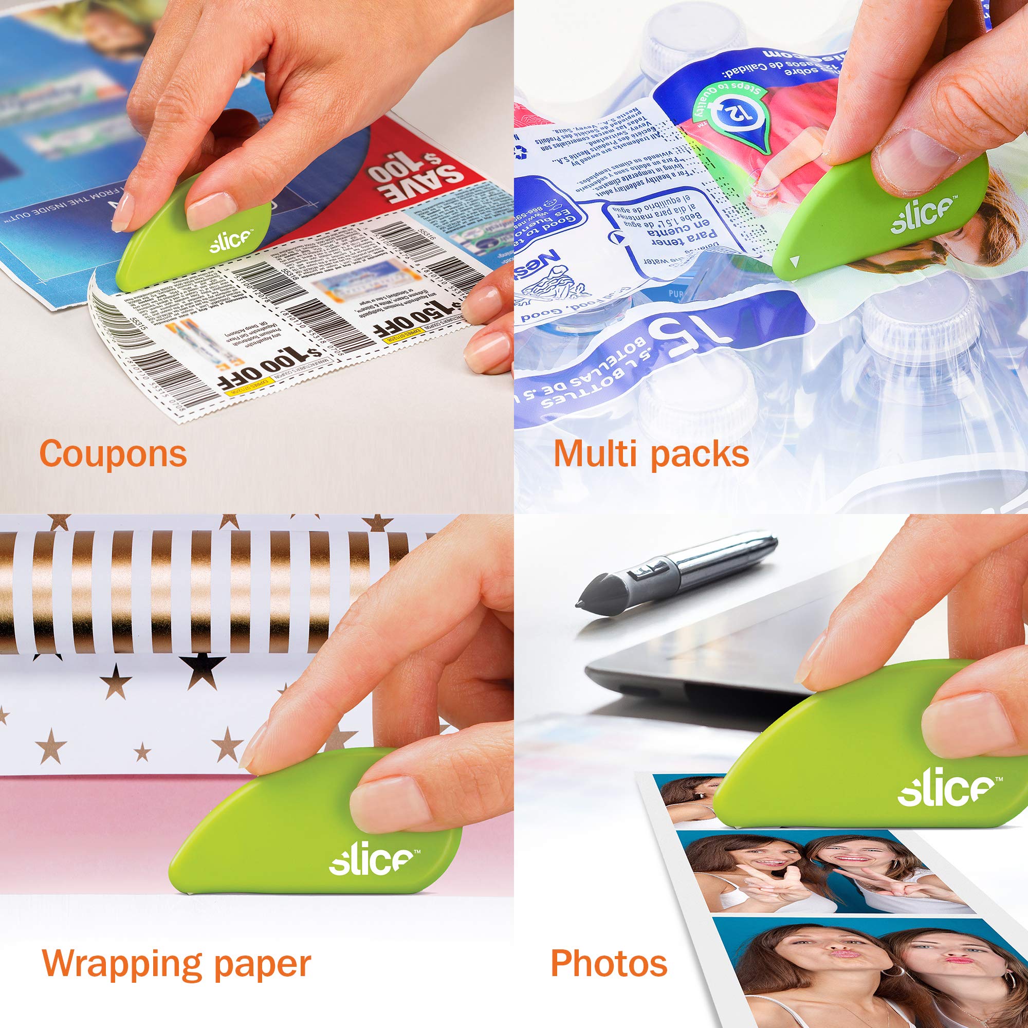 Slice Ceramic Blade Safety Cutter, Opens Clamshell Packaging, Green & 10515 Mini Box Cutter, Ceramic Blade Locks Into Position, Right or Left Handed Mini Cutter, Keychain Box Opener, 1 Mini Cutter