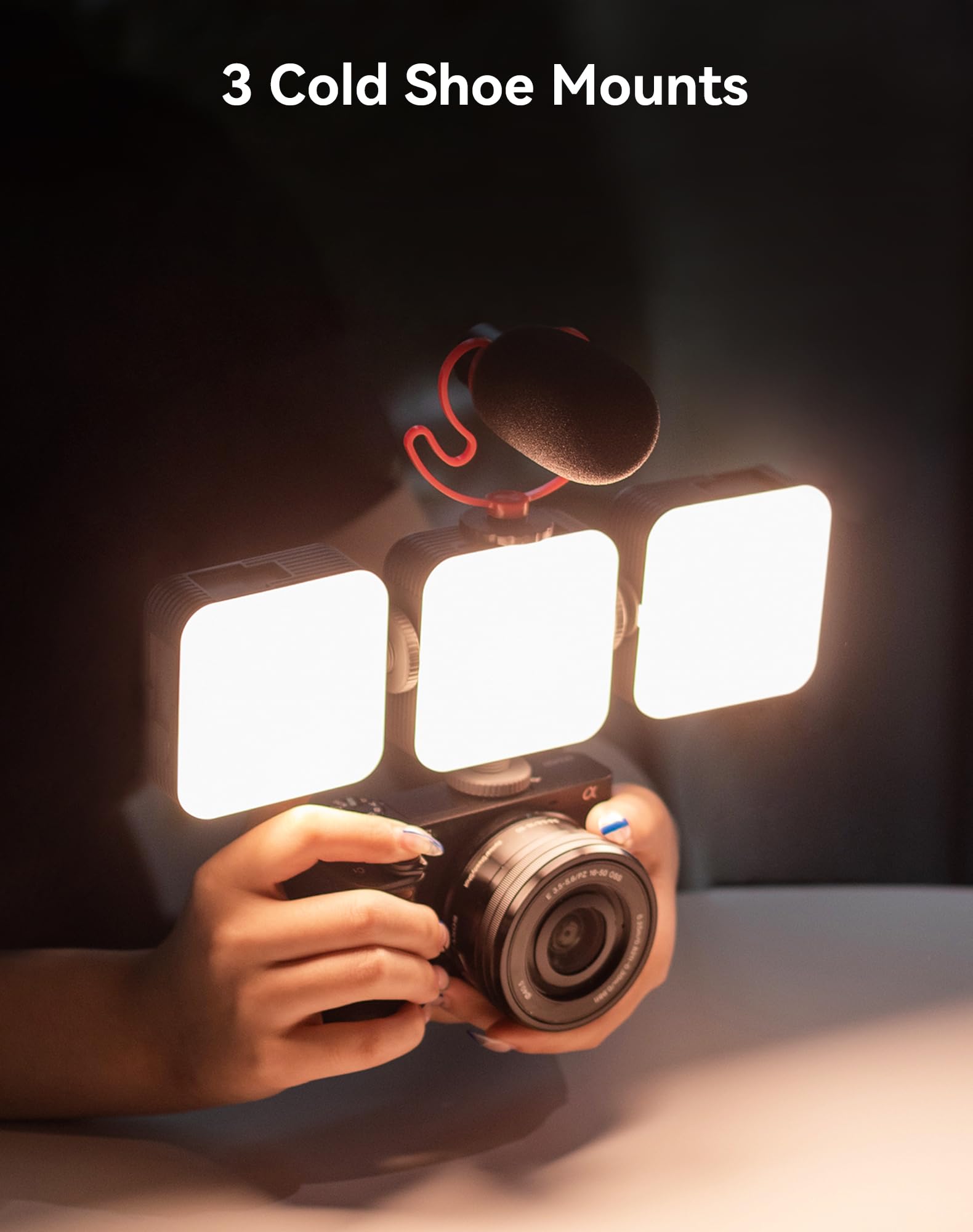 SmallRig P96 LED Video Light, Portable Camera Lights, 96 LED Beads for Photography Video Lighting, Rechargeable 2200mAh CRI 95+ 2700-6500K w 3 Cold Shoe 3286B