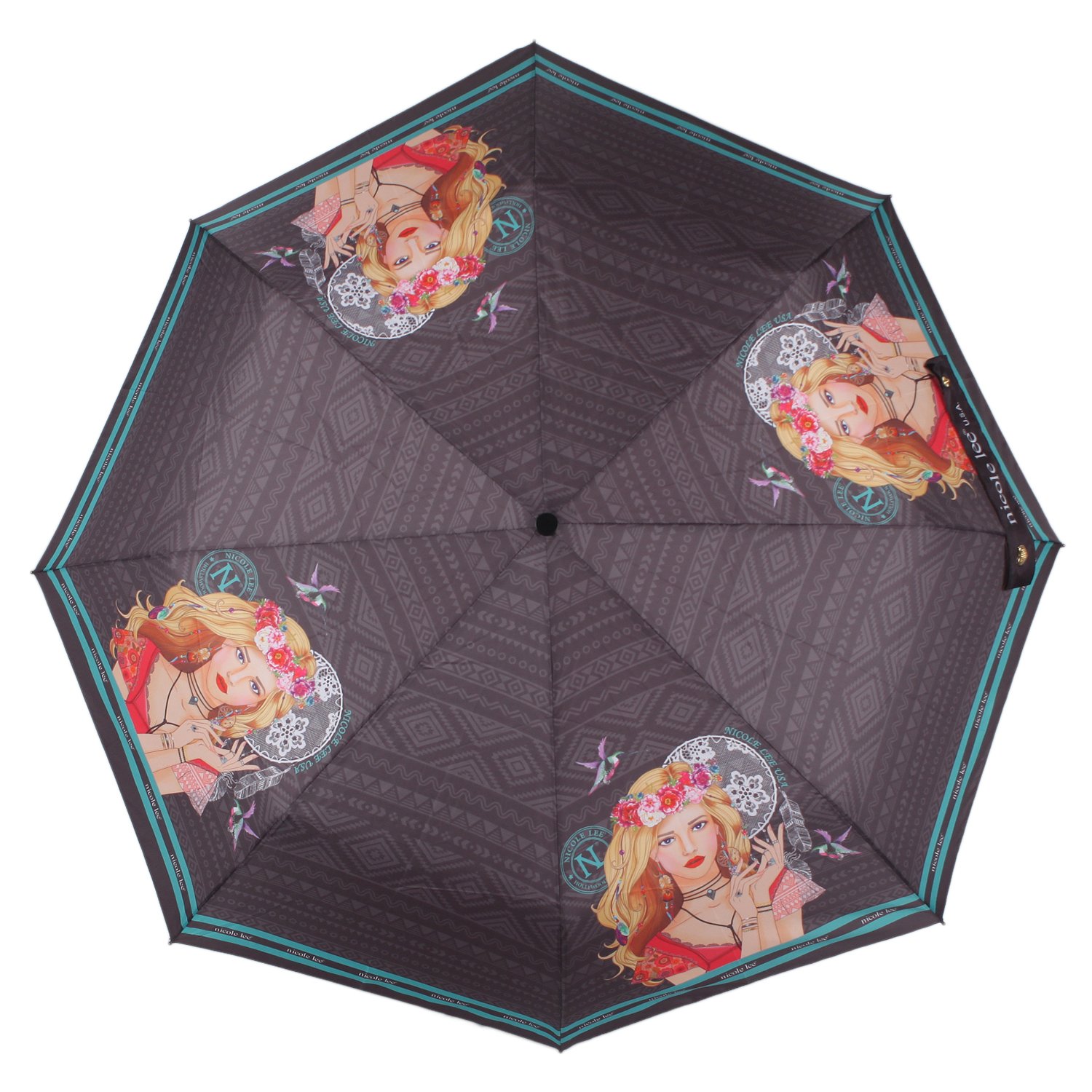 Nicole Lee Women's Automatic [Elsa's Dream Catcher Print] Push Button Foldable 12" Inch Umbrella, One Size