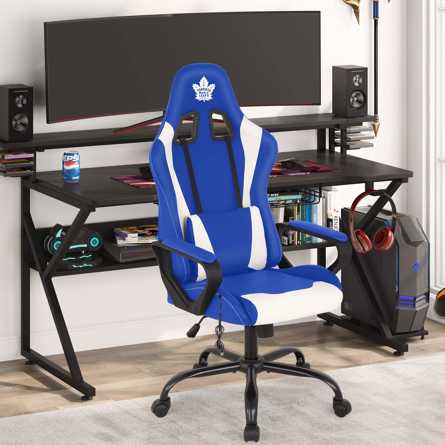 PC Gaming Chair Ergonomic Office Chair Massage Computer Chair High Back Racing Chair Adjustable Height Swivel Desk Chair with Lumbar Support for Home Office (Black, TOR)