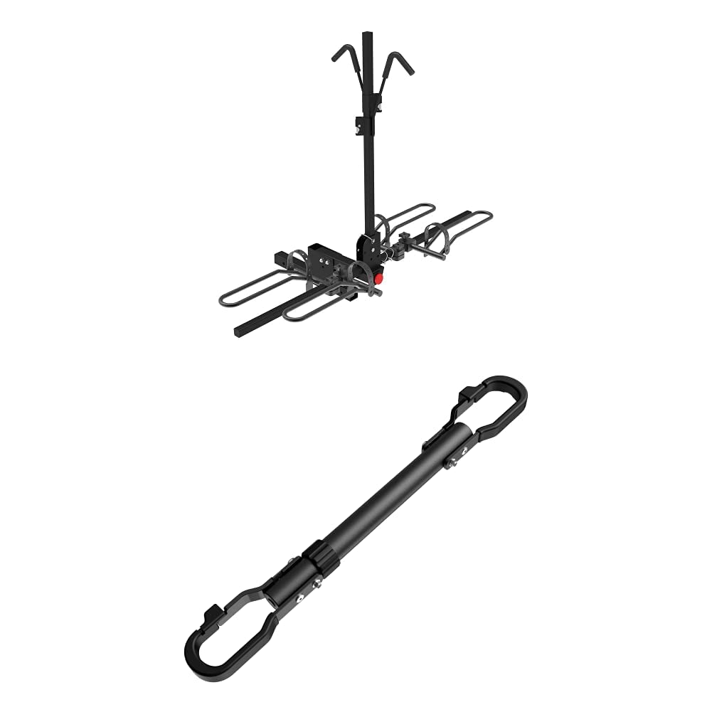YITAMOTOR 1x 2 Hitch Mounted 2-Bike Racks Foldable Platform, 1x Adjustable Bike Adapter Bar