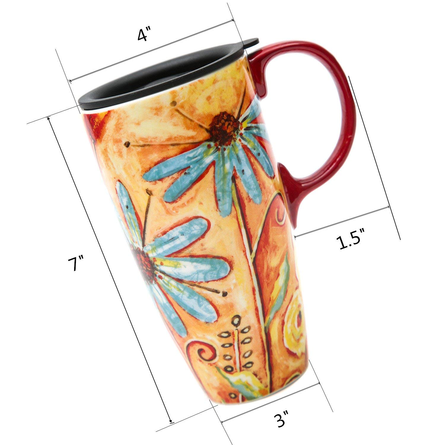 Topadorn 17 oz Tall Ceramic Travel Mug Coffee Cup with Sealed Lid,set of 2