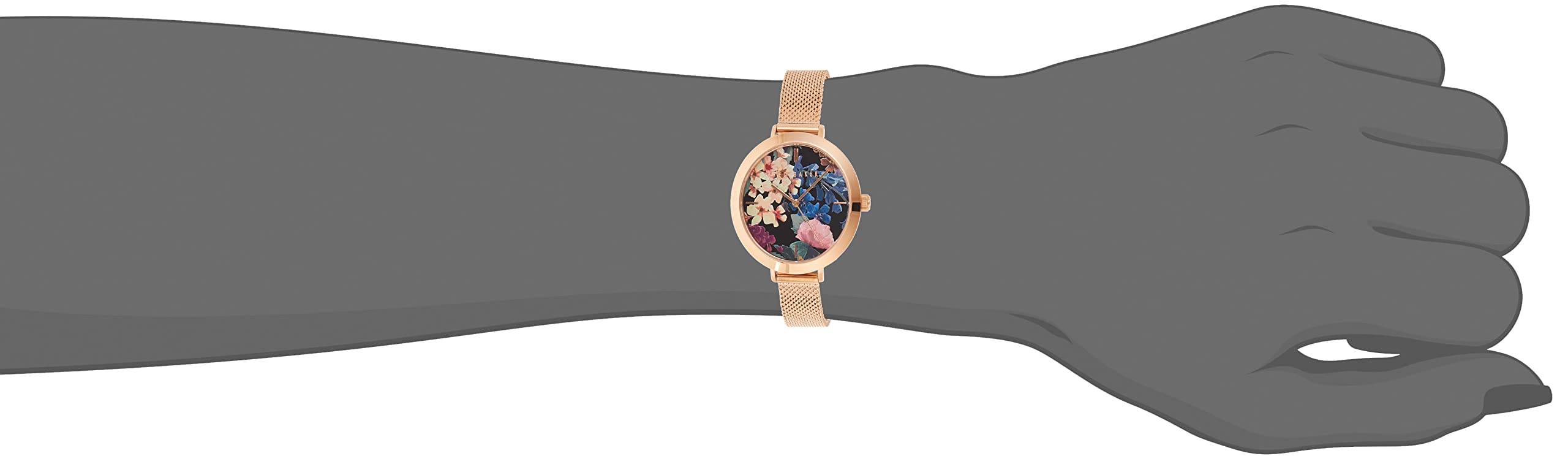 Ted Baker Women's Quartz Stainless Steel Strap, 12 Casual Watch (Model: BKPAMF1049I), Rose Gold/Black/Multi