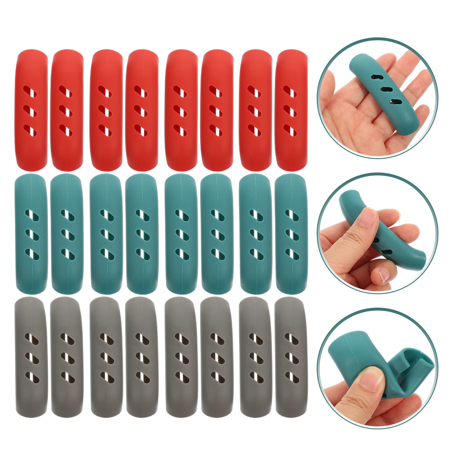 UPKOCH 24pcs Hot Handle Holder Silicone Assist Pan Handle Sleeve Pot Holders Heat-Resistant Cast Iron Skillets Handles Grip Covers for Skillets Frying Pans Casserole Gray Red and Green
