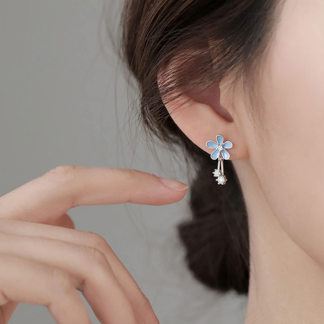 SLUYNZ 925 Sterling Silver Pretty Flowers Earrings Studs for Women Teen Girls Elegant CZ Flowers Studs Earrings (A-Silver)