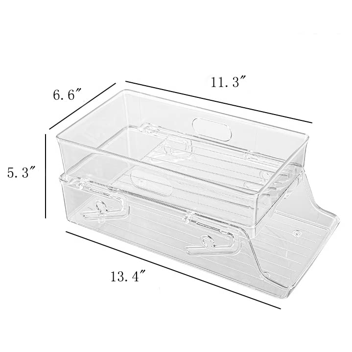 Soda Can Organizer for Refrigerator, 2-Layers Automatic Rolling Beverage Drink Can Storage Organizer, Clear Foldable Beer Pop Can Organizer Dispenser Holder with a Silicone Shower Drink Holder