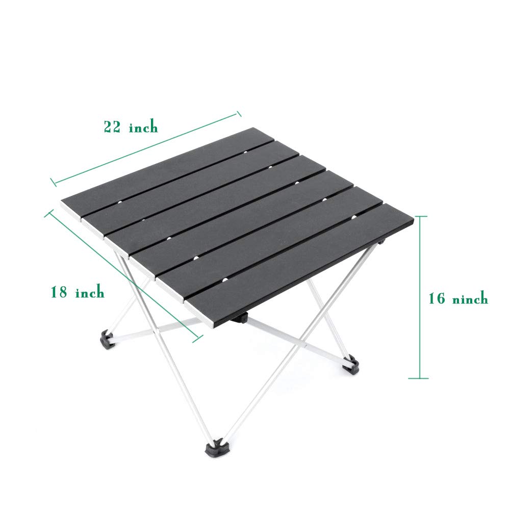 Portable Camping Table,Aluminum Folding Table Ultralight Camp Table with Carry Bag Collapsible Table Top for Picnic,Cooking,Camping,Beach,Festival (Mediuml(22'' x 6'' x 2.5''))