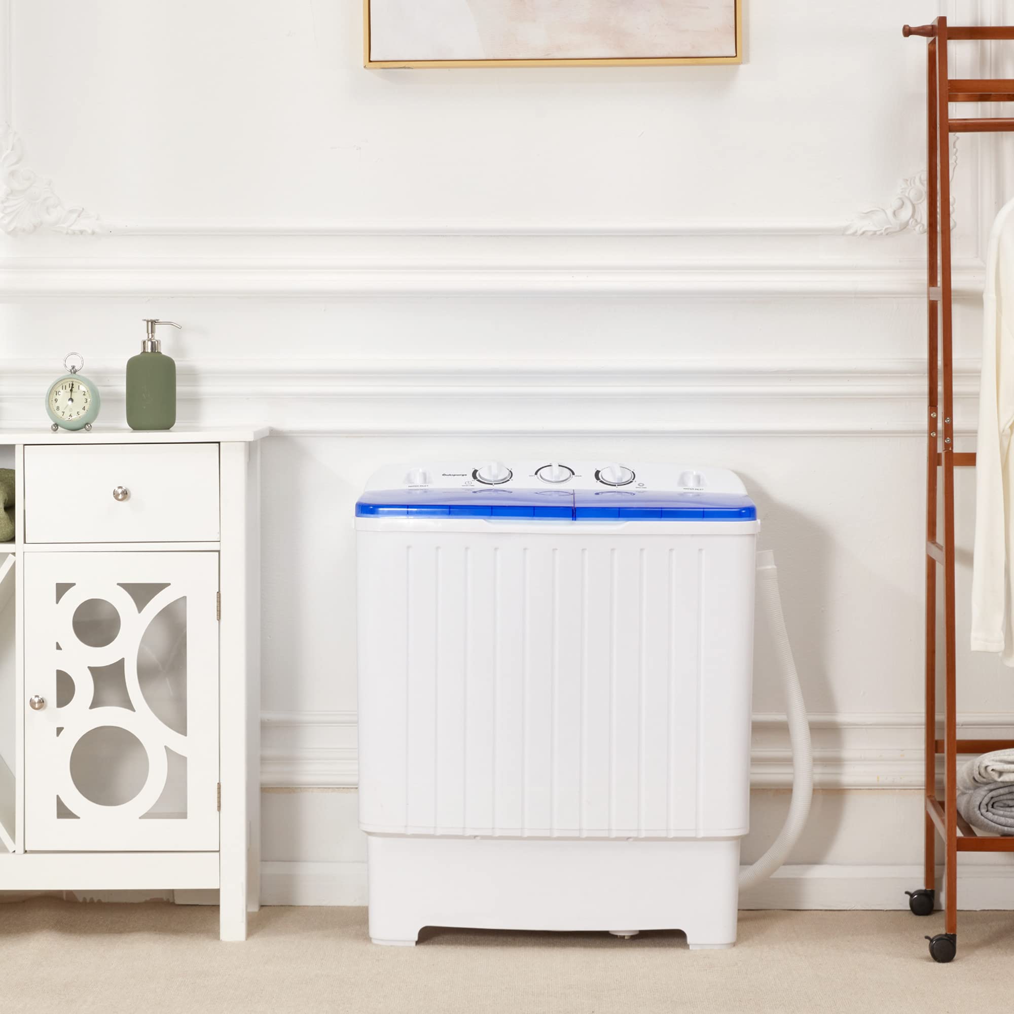 Spurgehom Mini Twin Tub Portable Washing Machine, 20 lbs Large Capacity Washer and Dryer Combo for RV Camping, Apartment, Dormitory, Home, Washing Machine for Students & Tenants,Blue & White