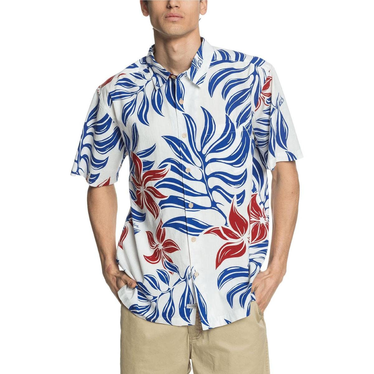 Quiksilver Waterman Men's Woven, Antique White Fourth Flowers, X-Large