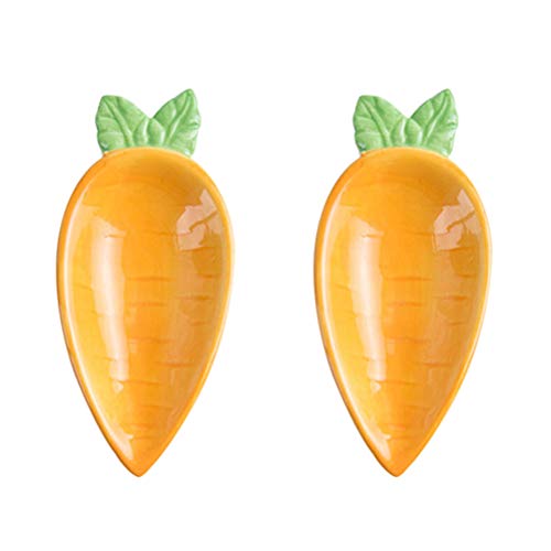 UPKOCH Veggie Platter 2pcs Ceramic Carrot Shape Dishes Dipping Bowls Appetizer Plates Sauce Platter Dinnerware Kids Cutlery