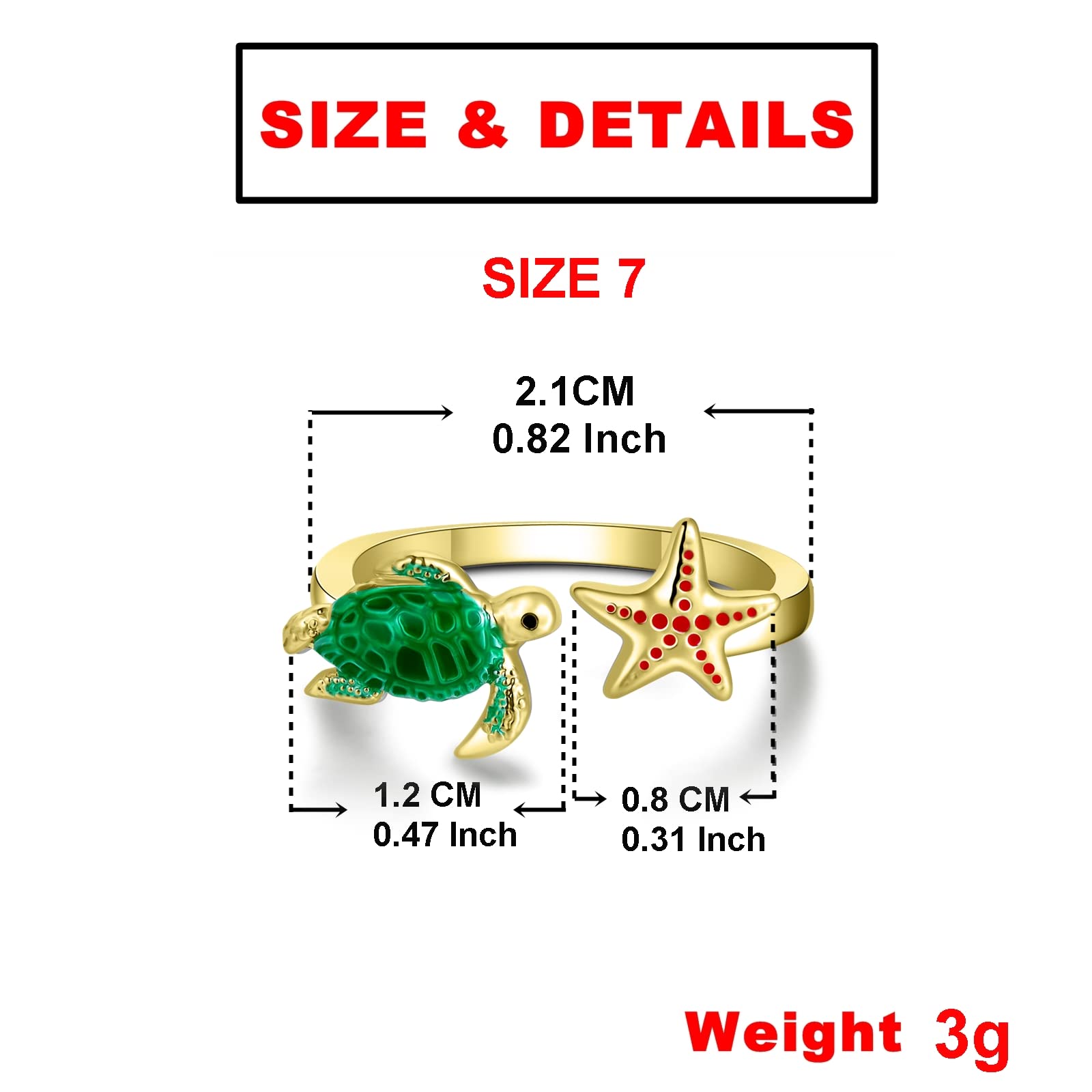 YKYLHSYXR Women's Adorable Green Sea-Turtle Red-Starfish Jewelry