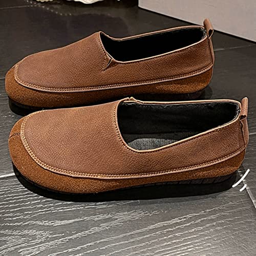 Womens Single Shoes Round Head Soft Leather Soft Bottom Casual Foot Stirrup Comfortable Casual Shoes Out N About