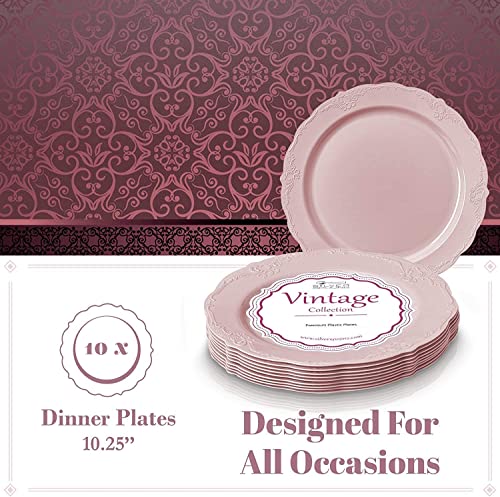 VINTAGE COLLECTION TABLEWARE, 10 Dinner Plates, Blush