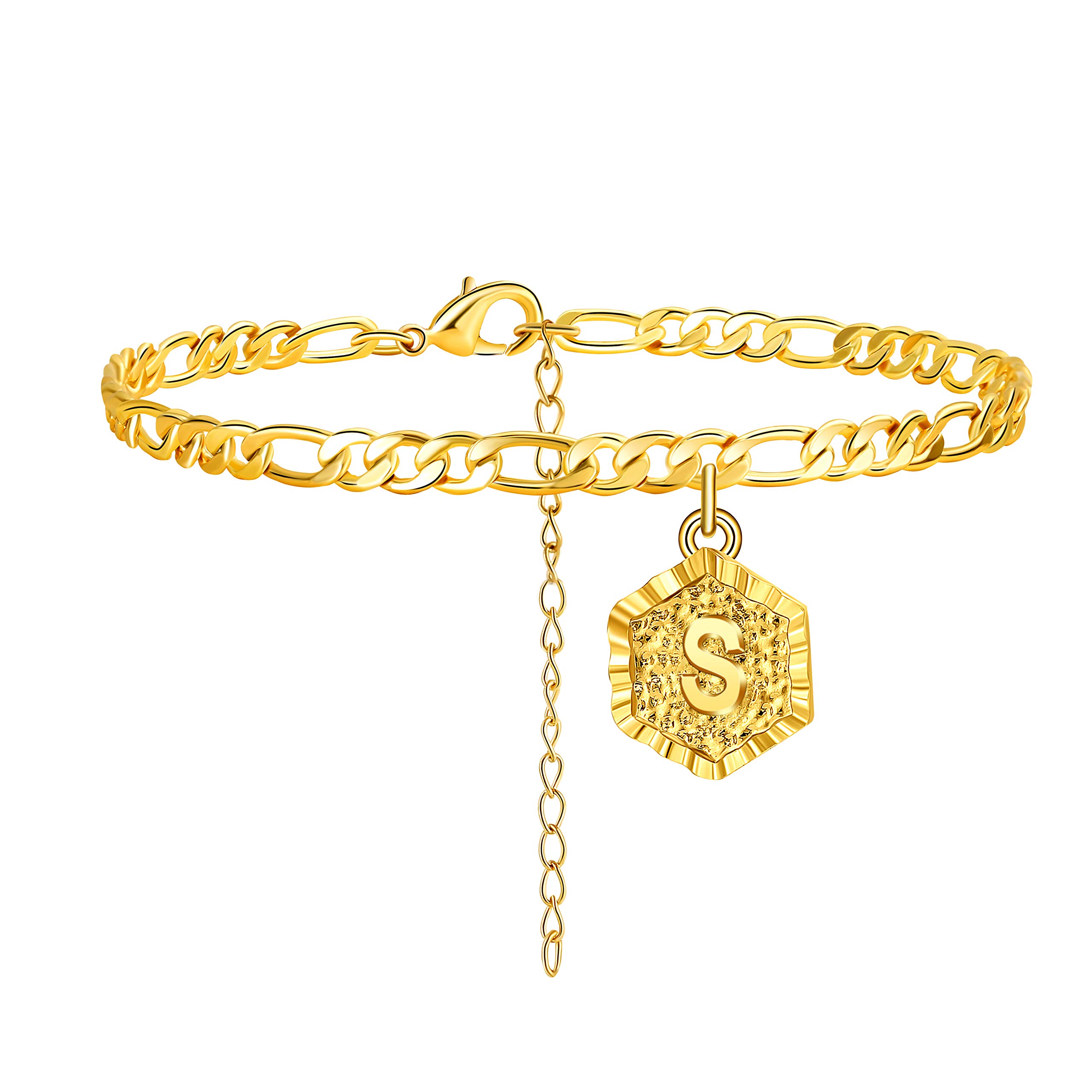 Sora Tuki A Initial Ankle Bracelets for Women Silver Anklets for Women