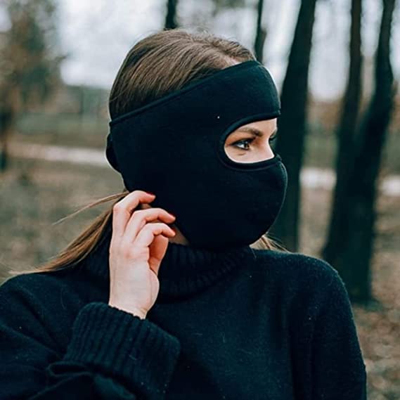 Winter Fleece Mask Warm Mask Men Women, Full Cover Face Mask Winter Bicycle Windproof Mask Breathable Face Mask (Red)
