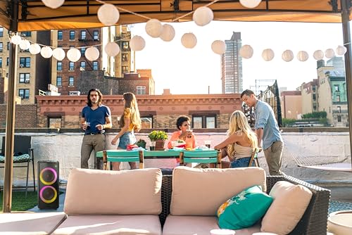 Philips X5206 Bluetooth Party Speaker with Extra bass, Up to 14 Hours Battery, Party Lights and Karaoke Effects, Microphone and Guitar Input, Audio-in, USB Charging, Built-in Trolley, TAX5206