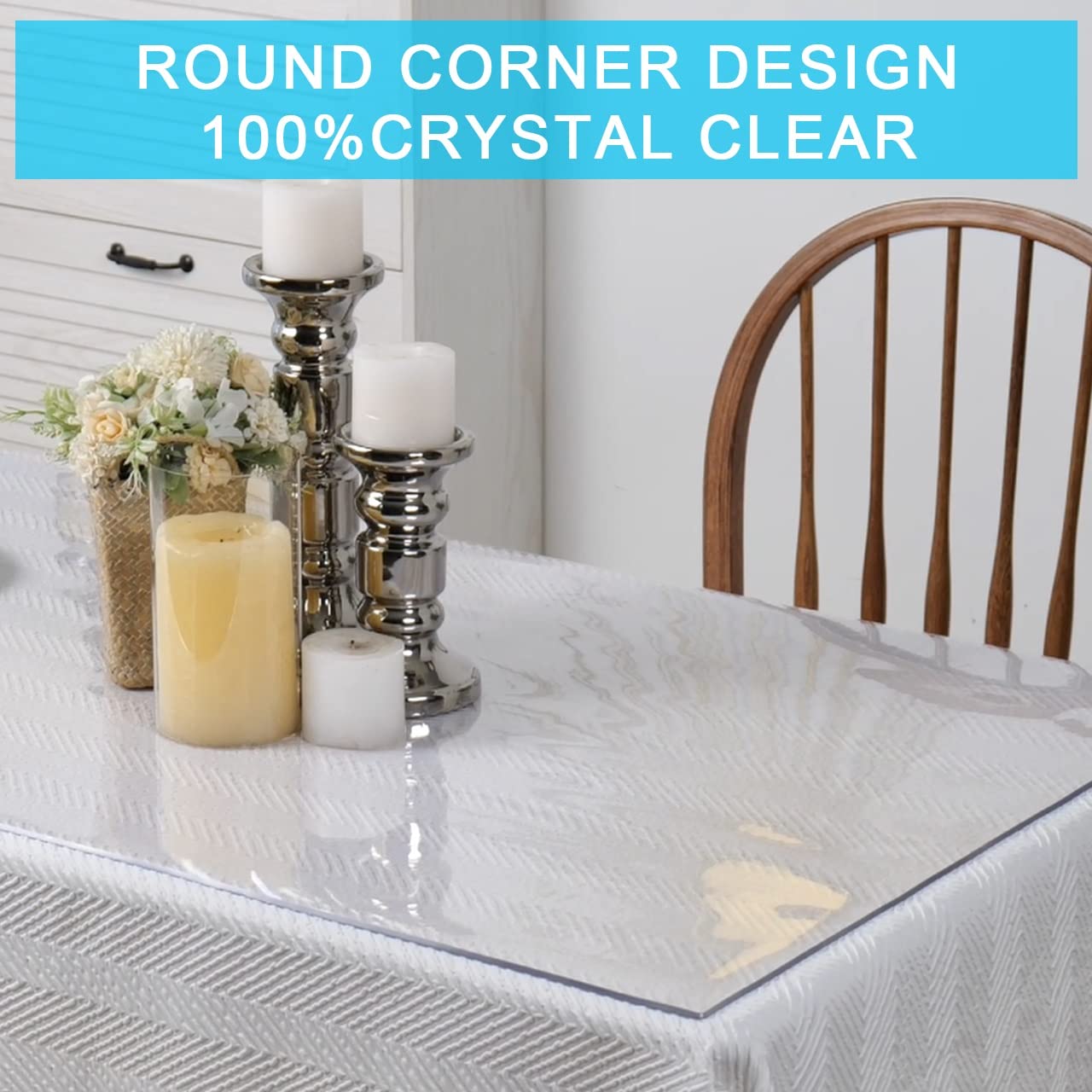 Non-slip 36x102 Inch PVC Plastic Clear Table Cover Protector Waterproof Vinyl Crystal Table Top Cloth Cover for Wedding Table Coffee Dining Tabletop Kitchen Bar Countertop Conference Table Protection