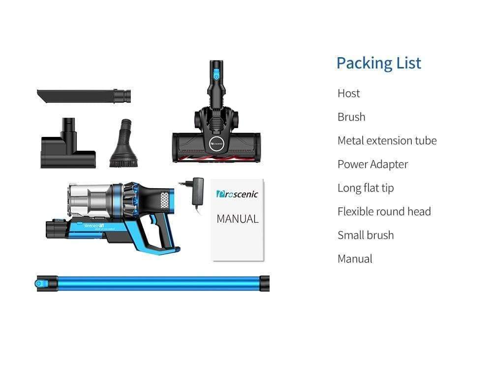 Proscenic P10 Cordless Vacuum Cleaner, 22000Pa Powerful, LED Touch Screen, 4 Adjustable Suction Modes, Removable Battery, 4-in-1 Handheld for Carpet Hard Floor Car Pet Hair, Blue
