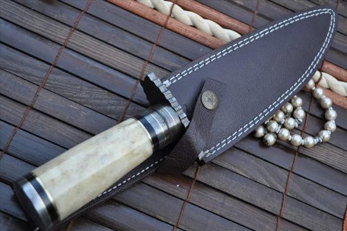 Perkin - Custom Handmade Damascus Hunting Knife Sheath - 2209